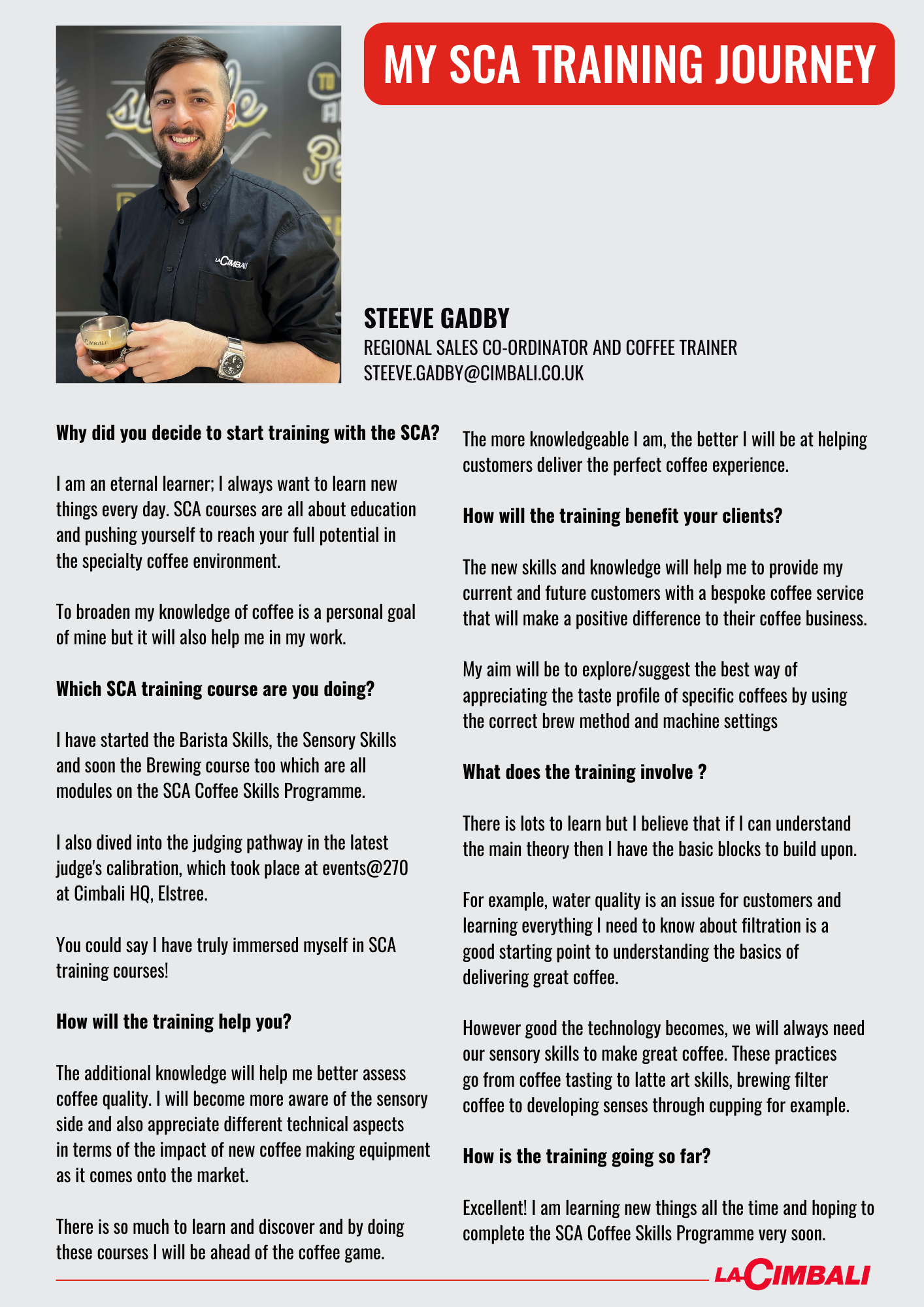 Steeve Gady: My SCA Training Journey - Blog Cimbali UK